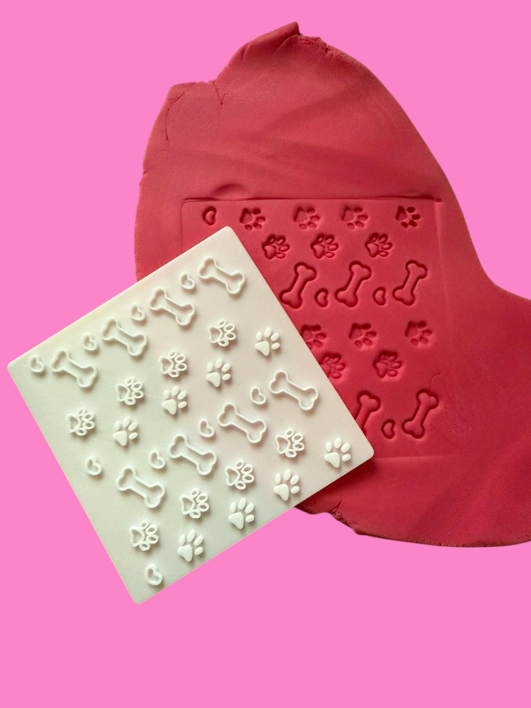 3D-Printed Textured Dog Items – Paw Print Bone Design, 10 cm Square ...