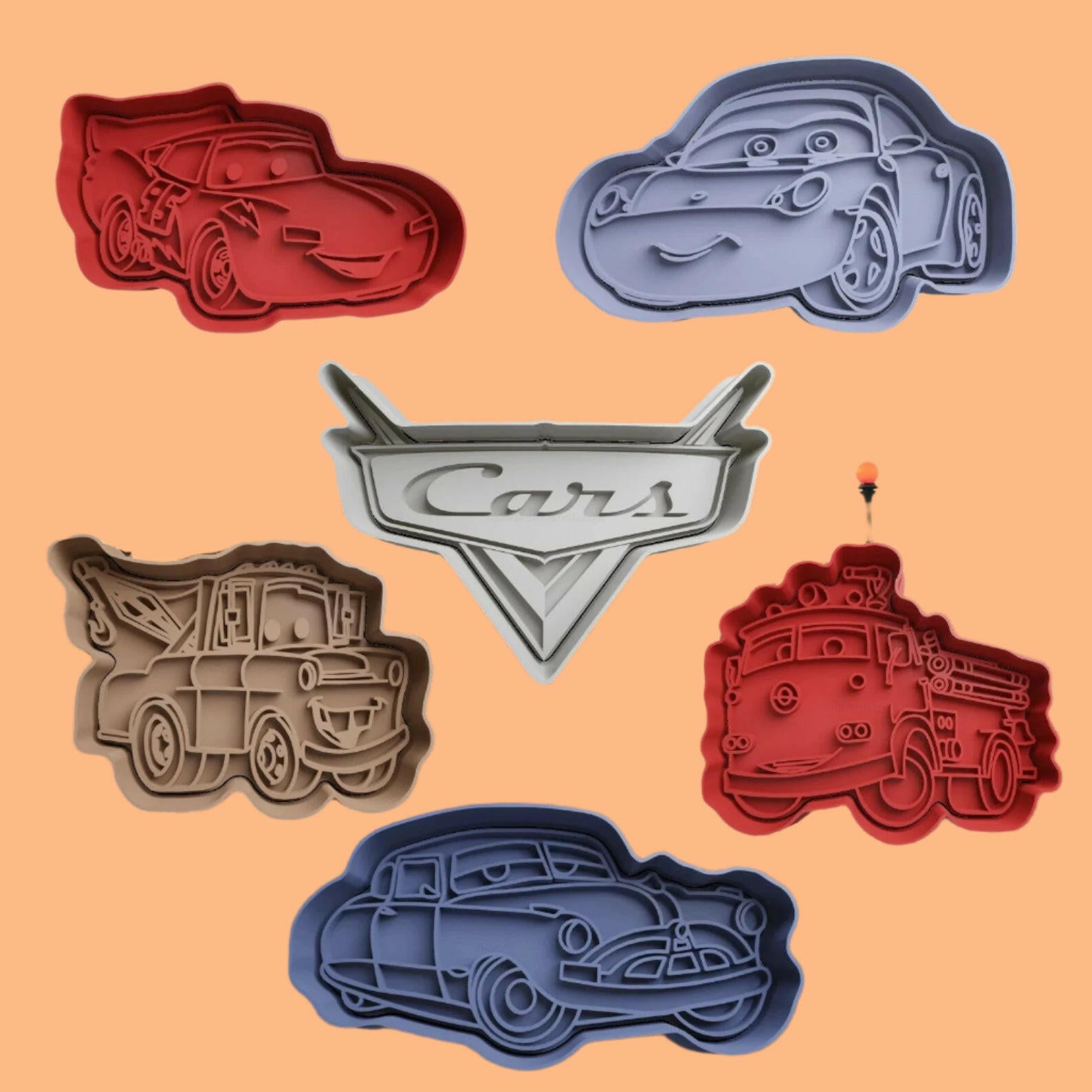 Cars Movie-Inspired Embosser and Cookie Cutter Set – 4-Piece Baking To ...
